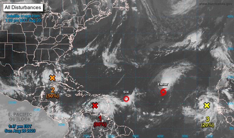 Se forma en el Atlántico la tormenta tropical Emily